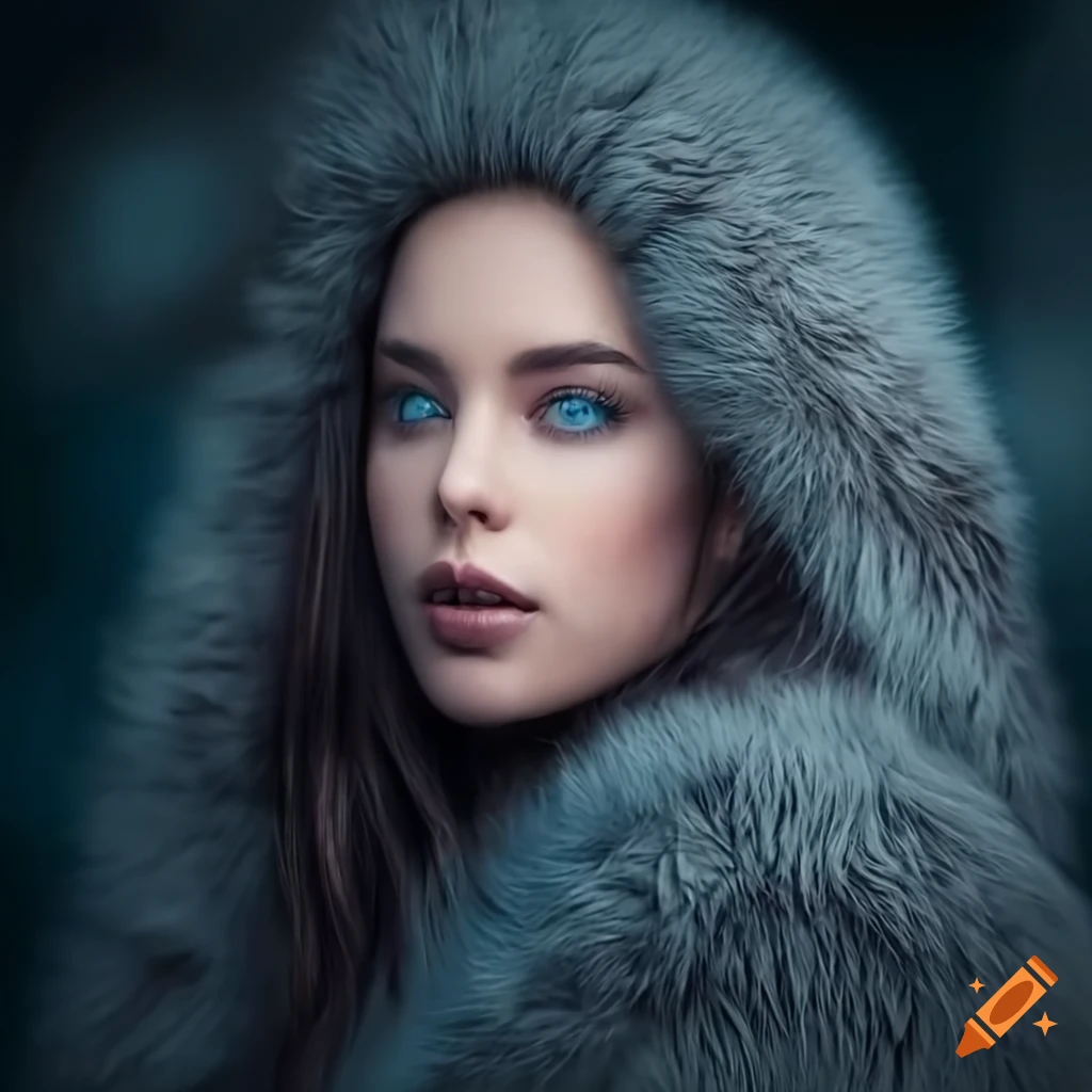 Profile view of a woman with captivating blue eyes on Craiyon