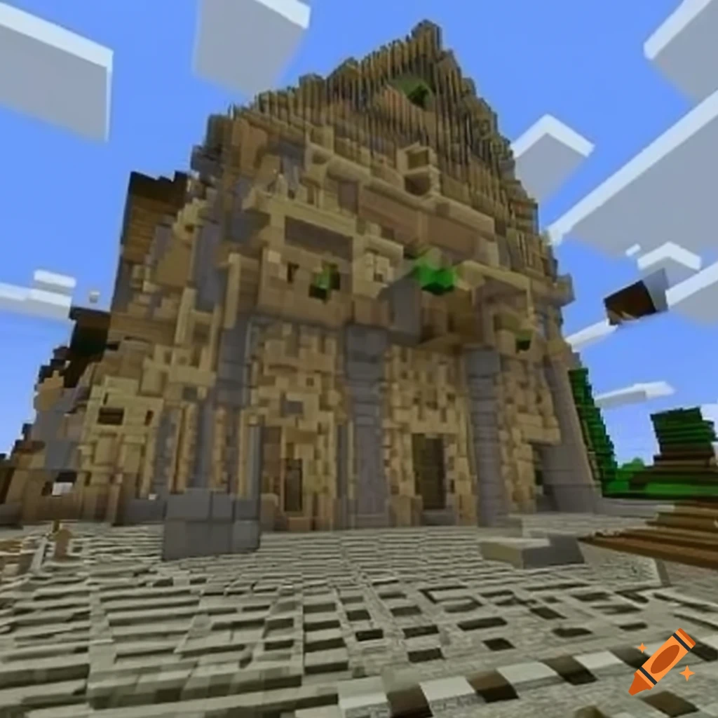 Minecraft world full of activity on Craiyon