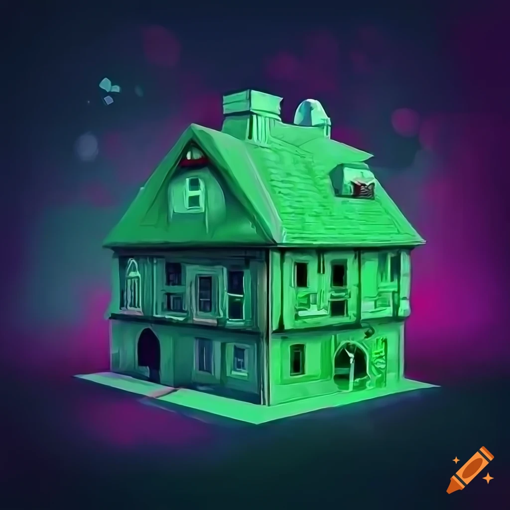 Crooked burton-esque mansion on Craiyon