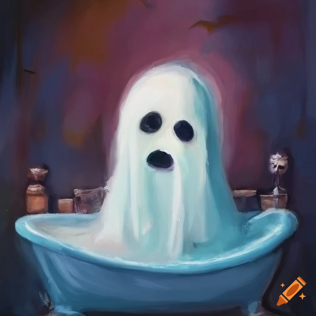 Watercolor painting of a spooky sheet ghost on Craiyon