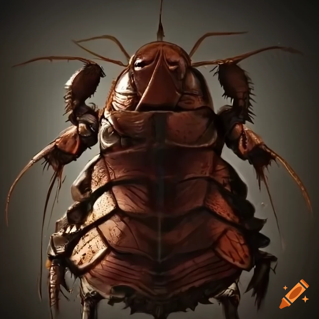 Image of a cockroach with an armor on Craiyon
