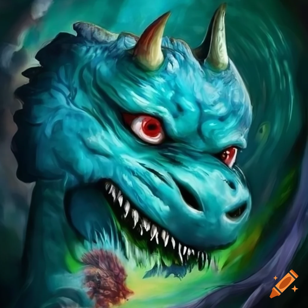 Colorful illustration of a friendly nian beast on Craiyon