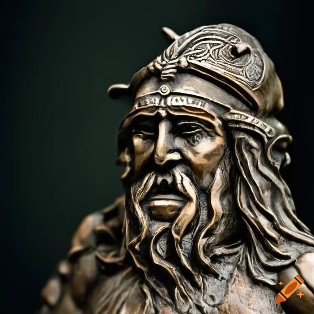 Bronze abstract statue of a norse god on Craiyon
