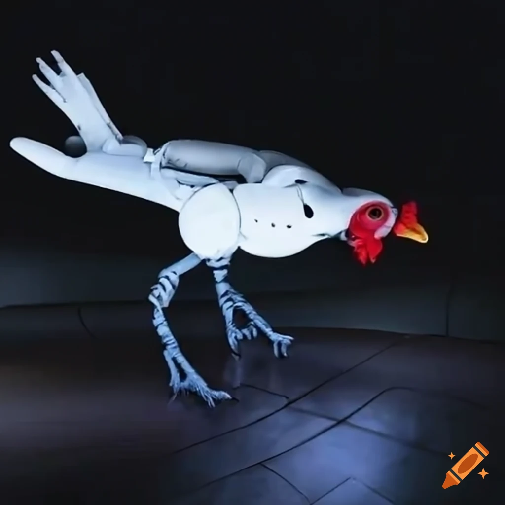 Futuristic robotic chicken in motion