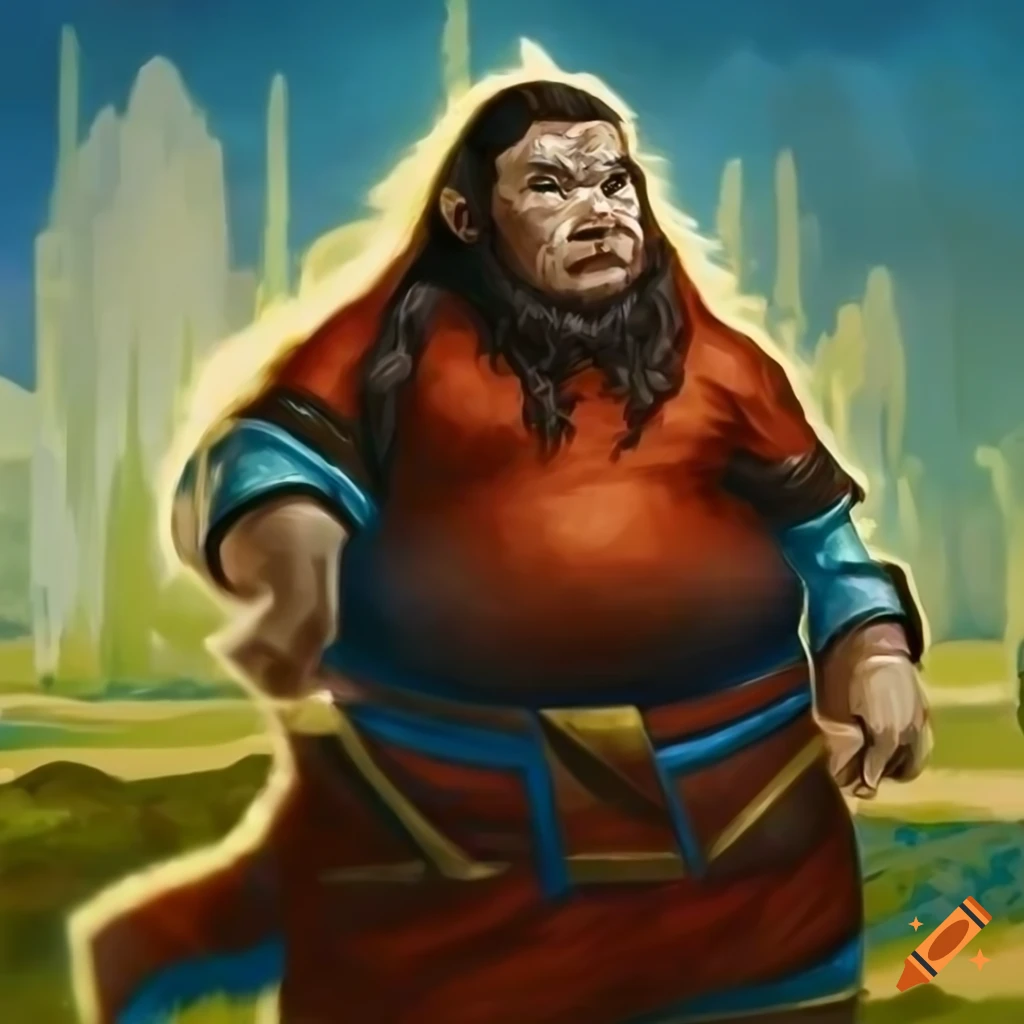 Fantasy artwork of a fat dwarf in ancient chinese clothing on Craiyon