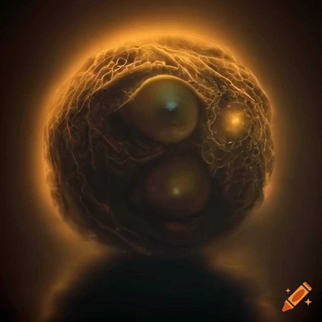 Living sphere with smooth tentacles surrounded by glowing green light on Craiyon