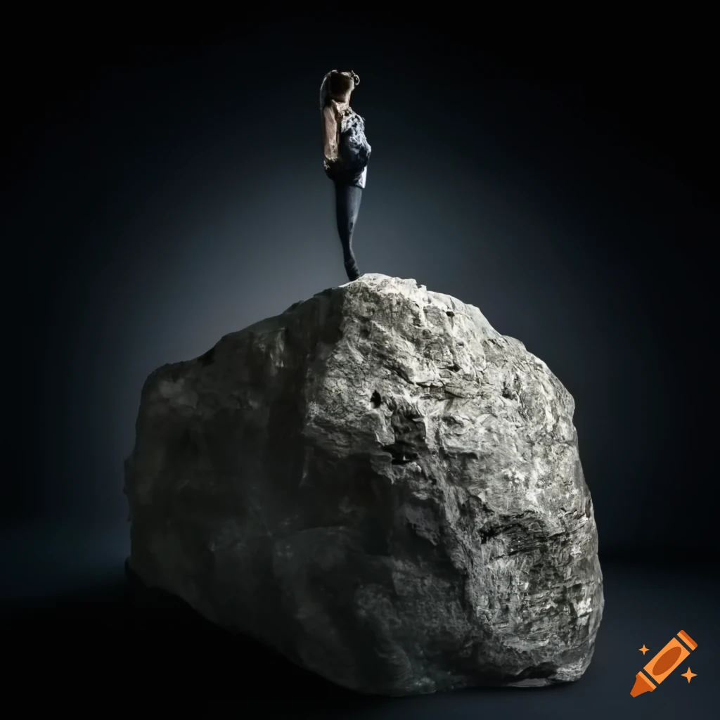 A rock on a desk in an office on Craiyon