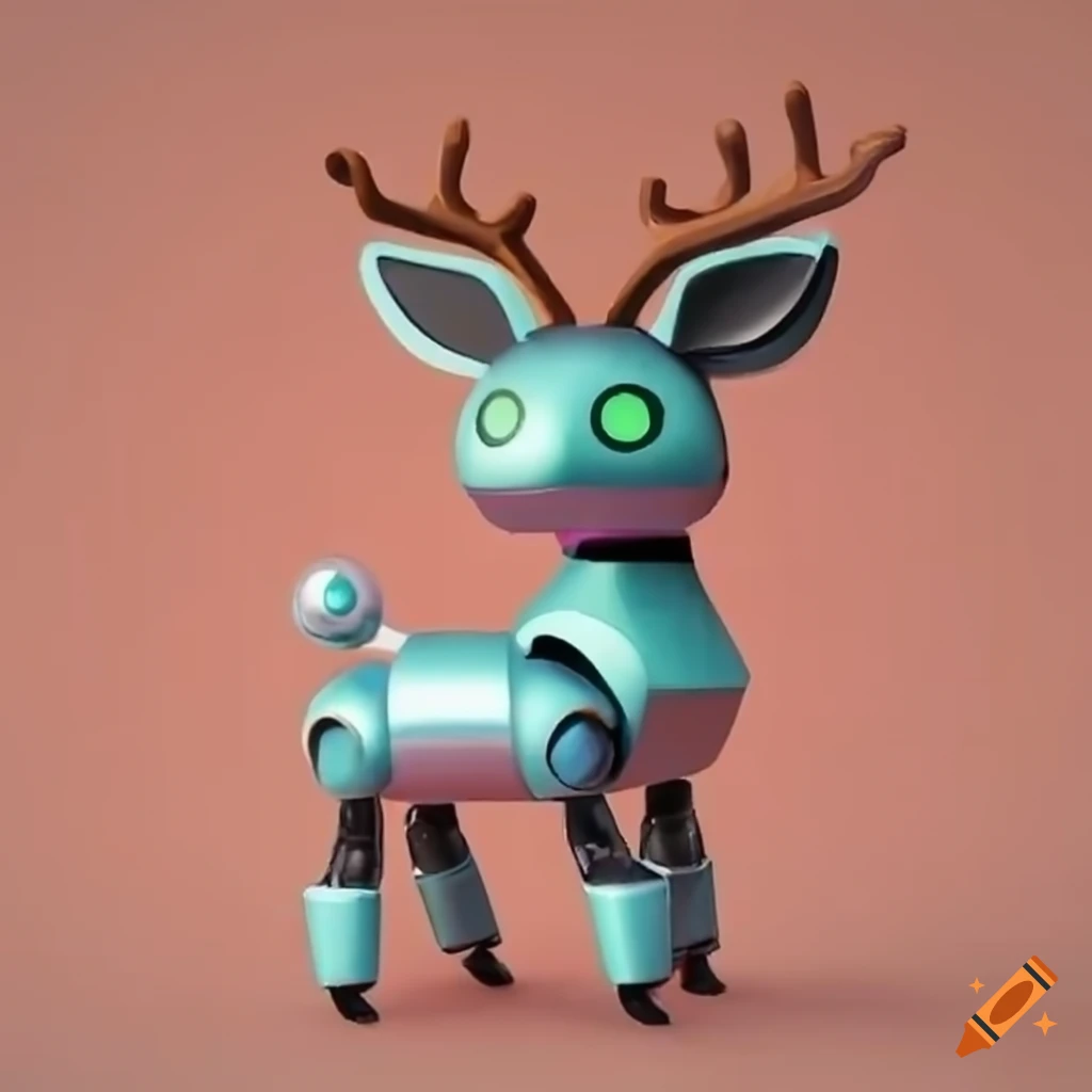 Robot with a realistic deer head on Craiyon