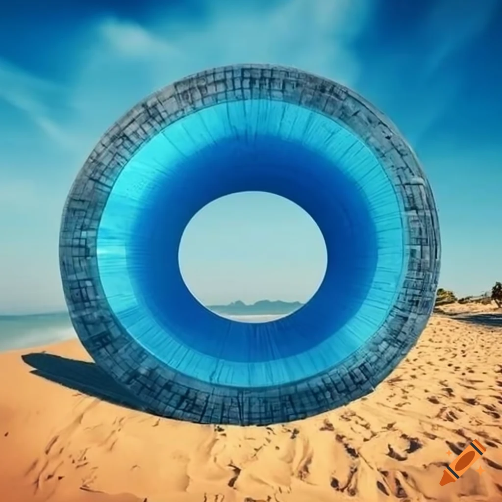 Blue stargate on a sunny beach