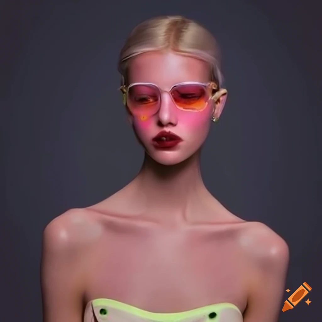 High fashion vogue model in cream and pastel clothes on Craiyon