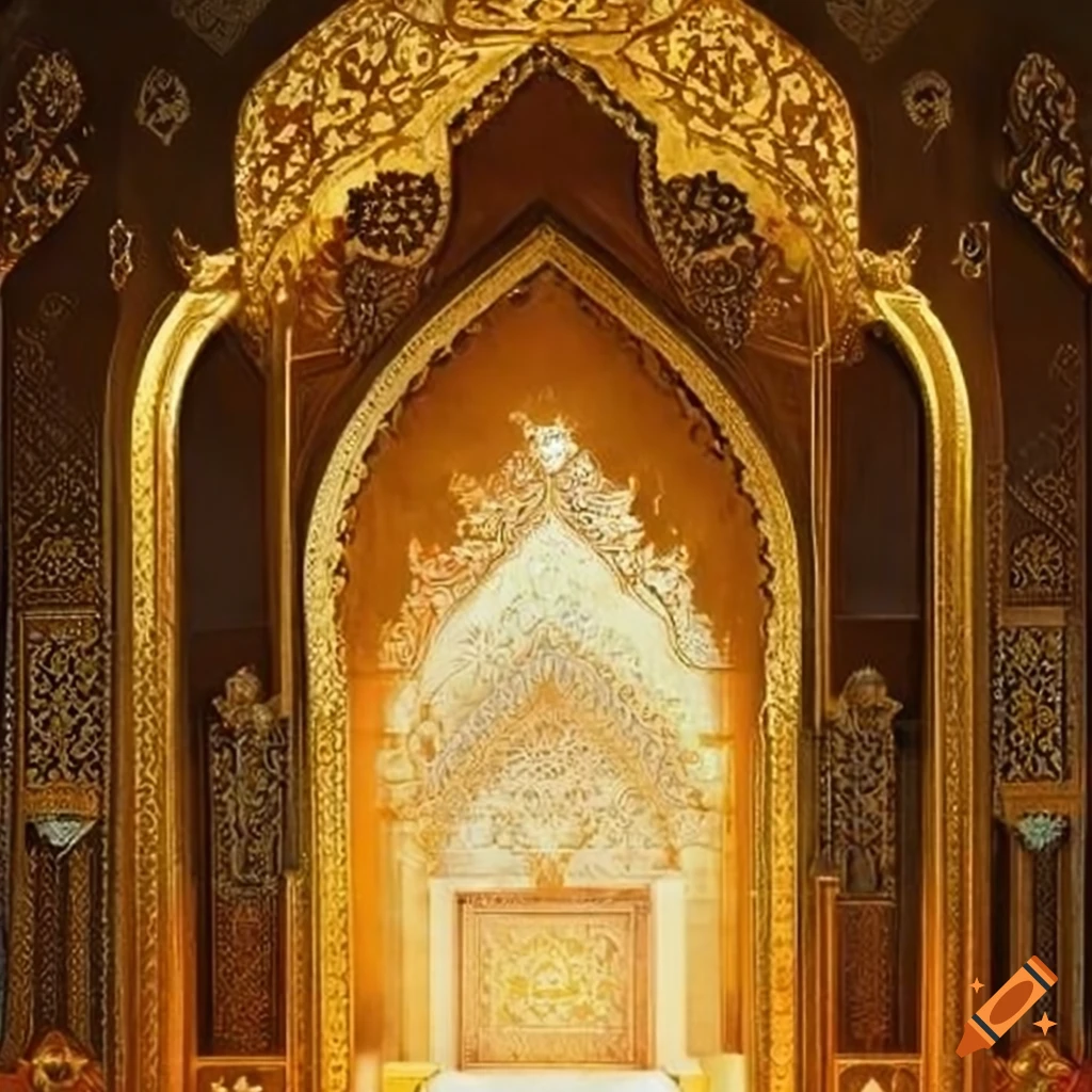 Marble and gold entrance altar in islamic art