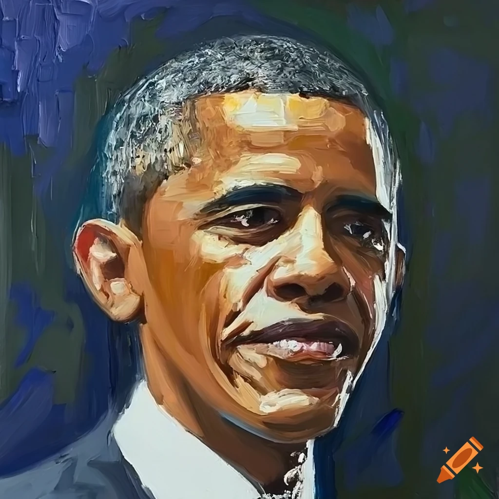 Palette knife painting of barack obama