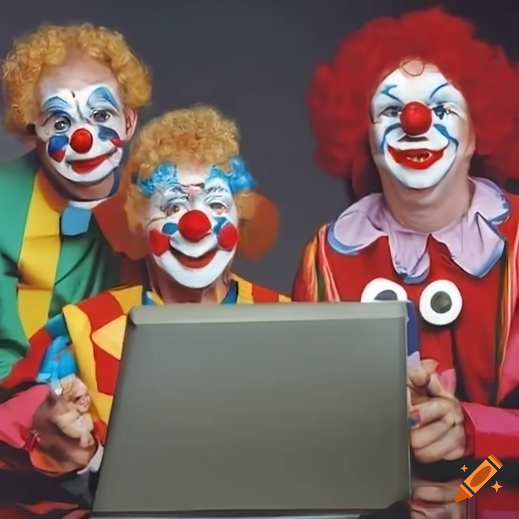 Clowns working in an office on Craiyon
