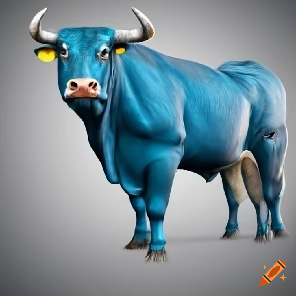 Blue ox with transparent background on Craiyon