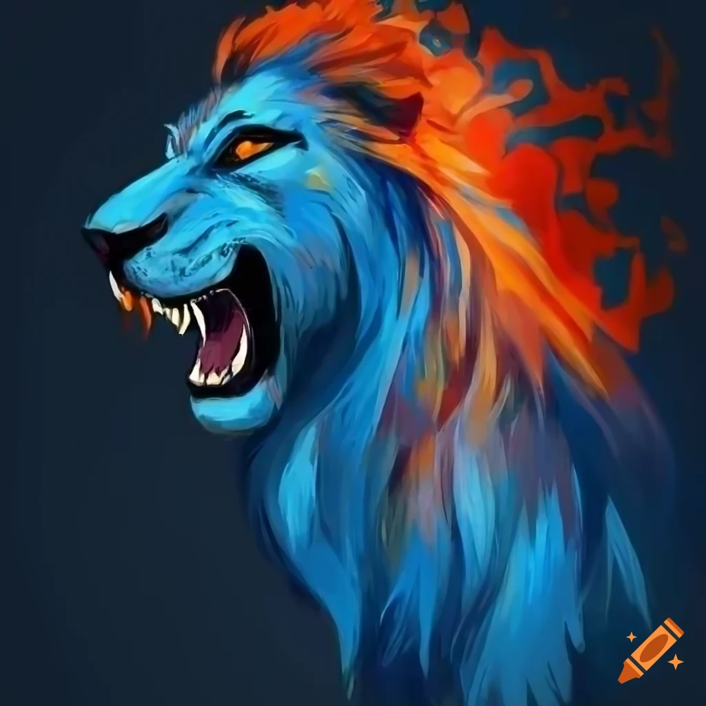 Image of a roaring alien feline creature with blue fur on Craiyon