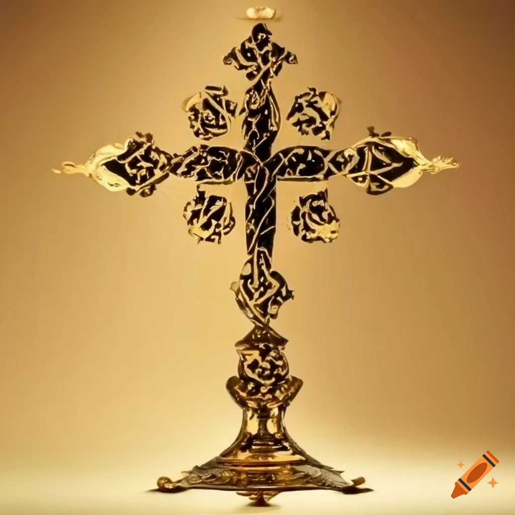 Decorative candelabrum with golden leaf ornaments on Craiyon