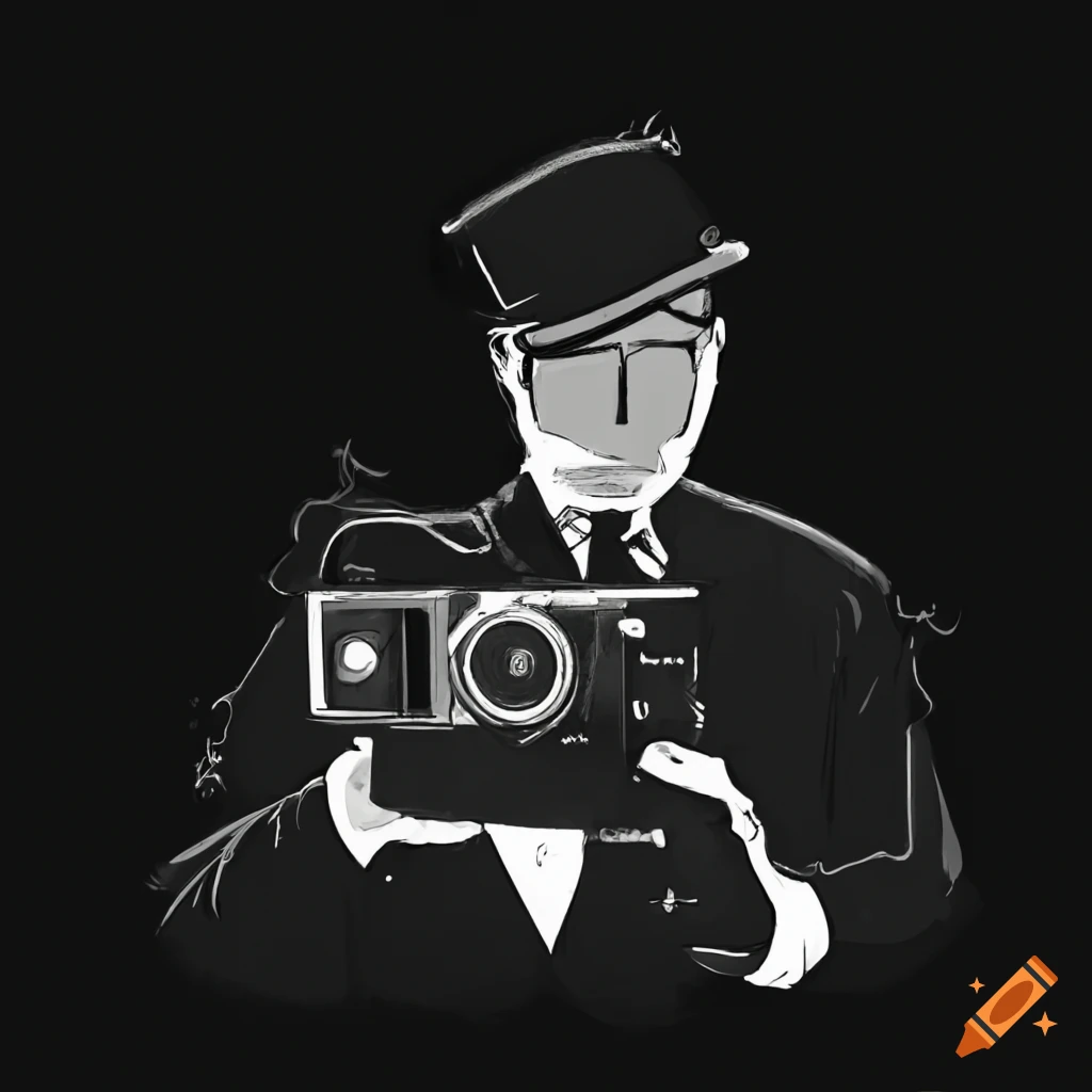 Minimalistic drawing of two chibi detectives in black silhouette on Craiyon