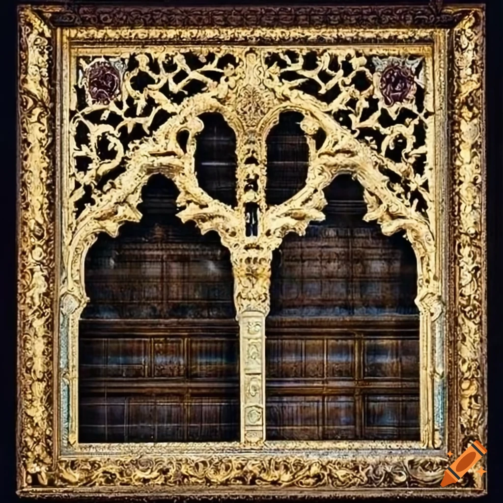 Golden persian window frame