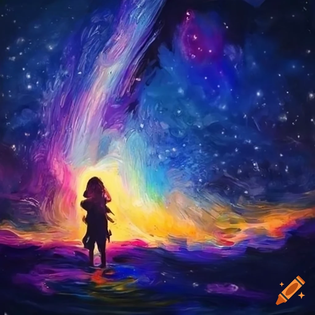 Abstract painting with sun, sky, and clouds on Craiyon