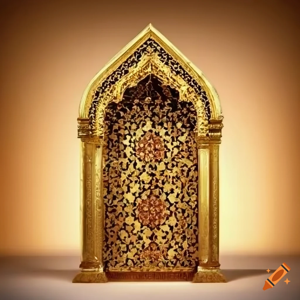 Marble gold altar at an islamic art entrance on Craiyon