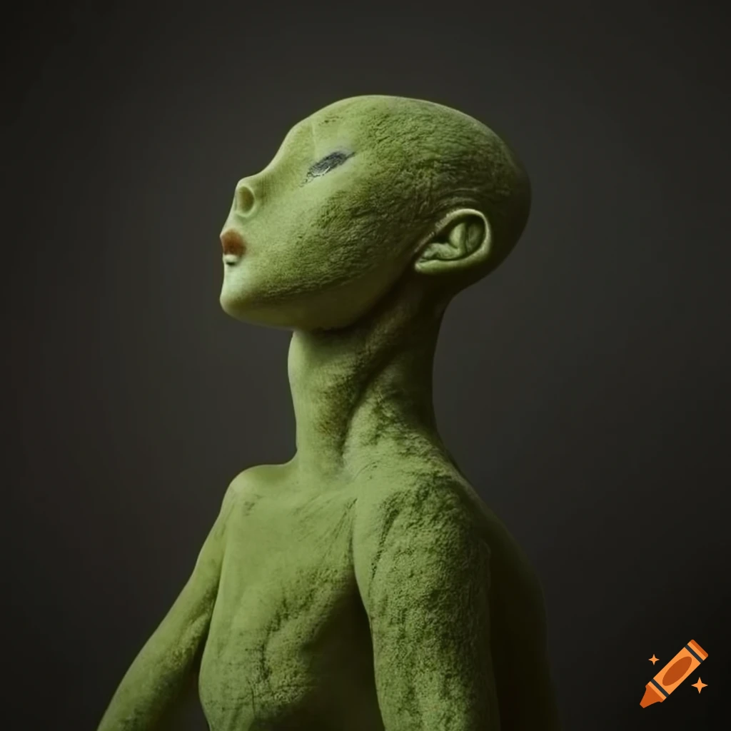 Humanoid figure covered in moss in iukiyo-e style