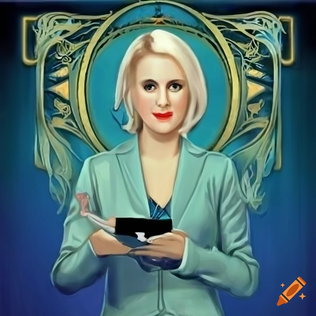 Art nouveau style poster of judith rakers presenting the tagesschau on ...