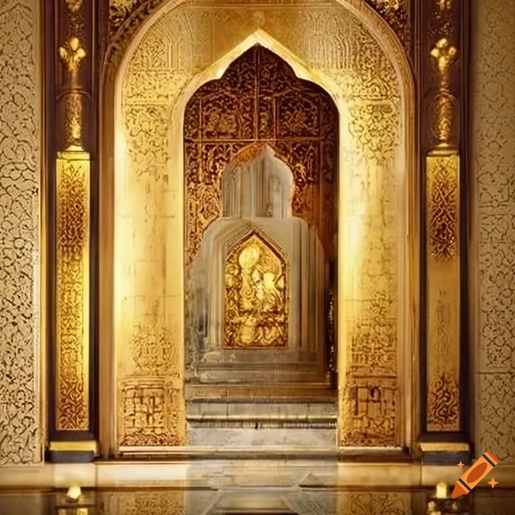 Entrance with islamic art design in marble and gold