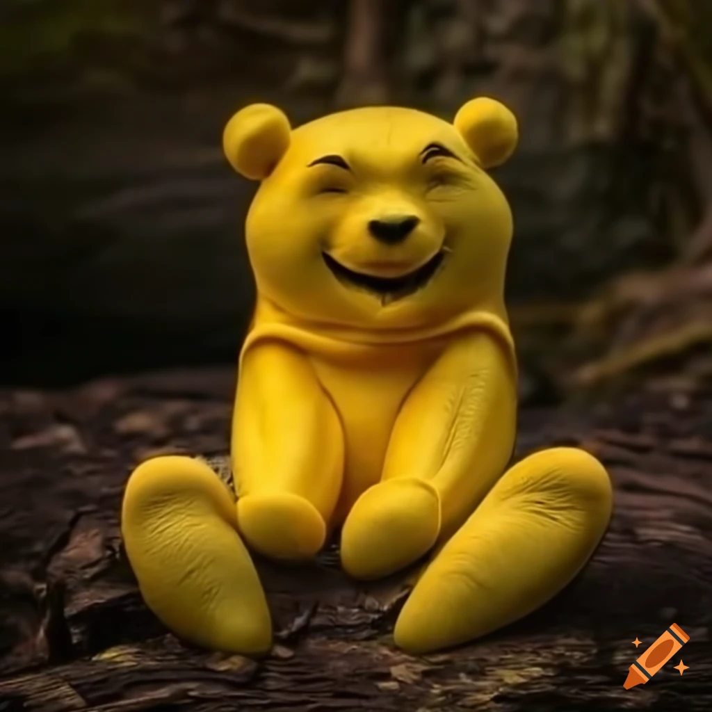 Close-up of Winnie the Pooh's yellow bear feet on Craiyon