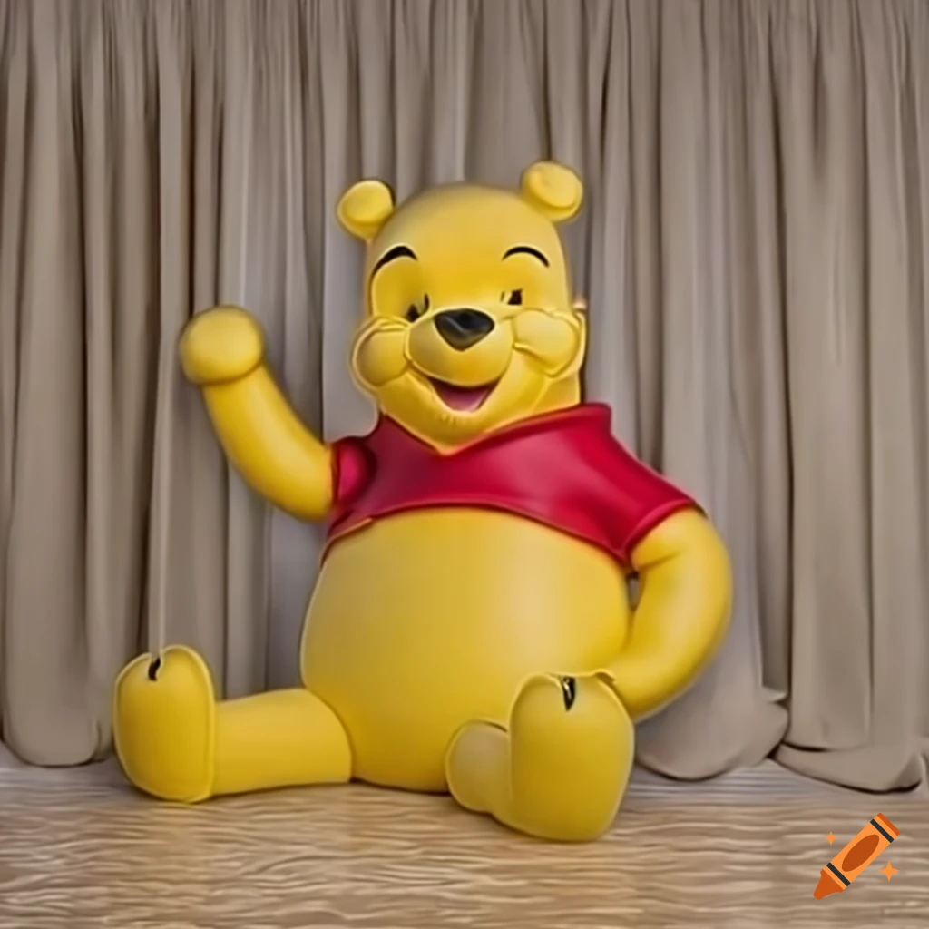 Close-up of winnie the pooh's big yellow bear feet