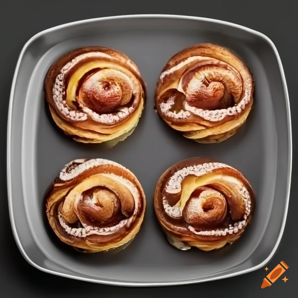 Photorealistic image of a tray of pastries on Craiyon