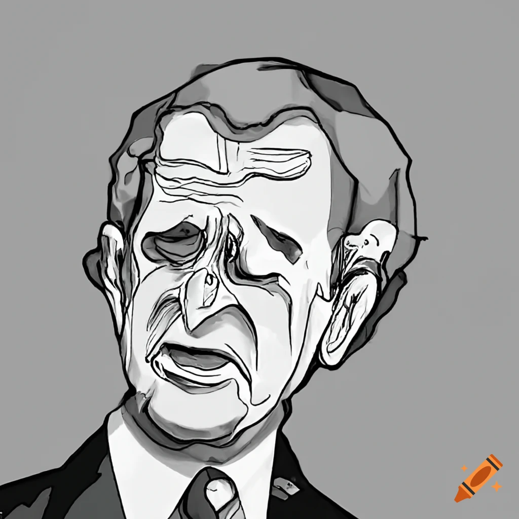 Lineart of george w. bush in a satirical style
