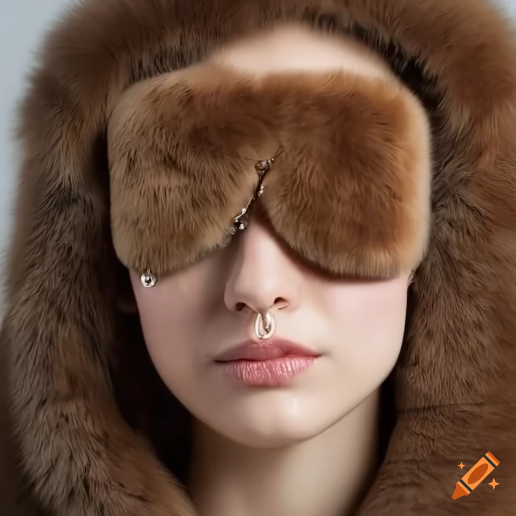 Woman in a fashionable fur coat and accessories on Craiyon