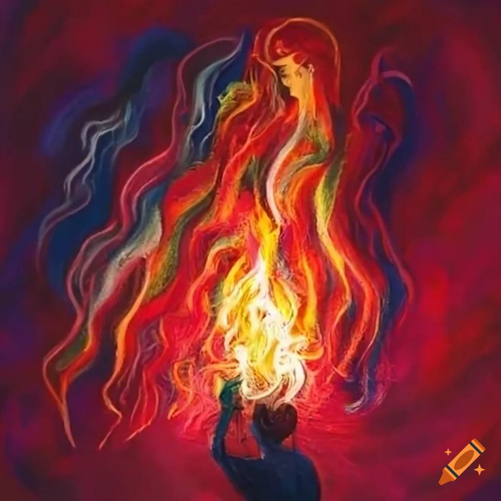 Circus performer flying through fire