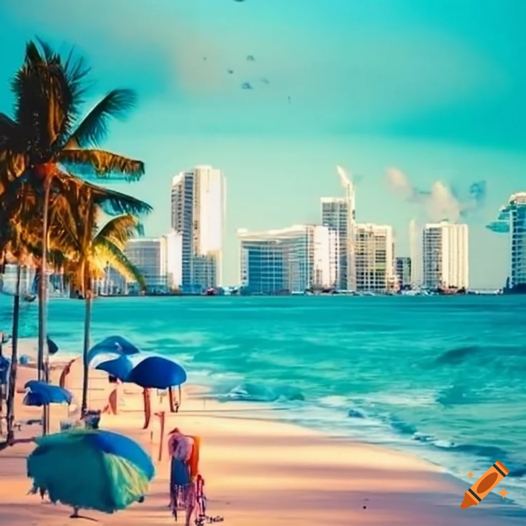 Sunny beach in miami on Craiyon