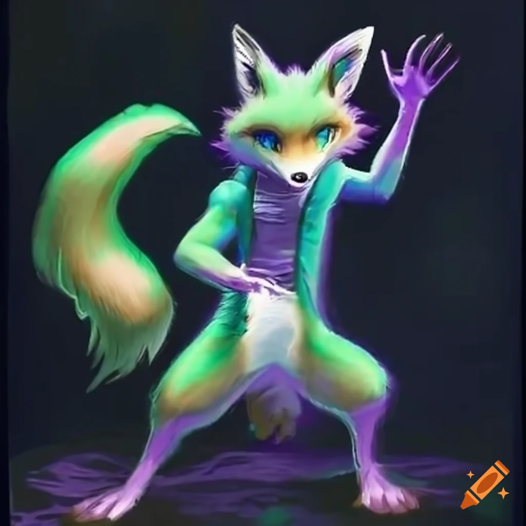 Blue fat wolf with a rounded belly in furry art style on Craiyon