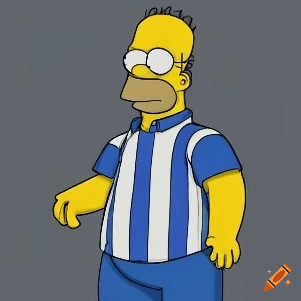 Homer Simpson wearing Sheffield Wednesday shirt on Craiyon