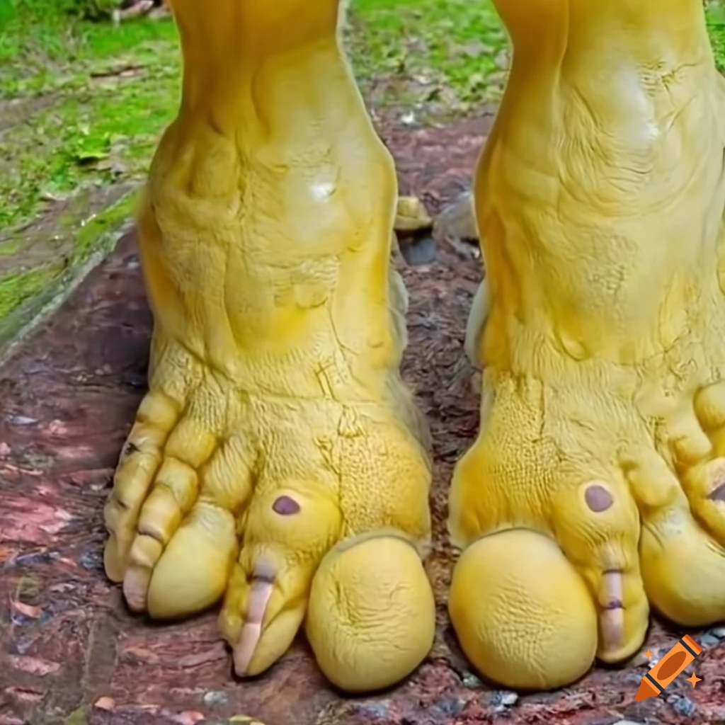 Close-up of Winnie the Pooh's big yellow feet on Craiyon