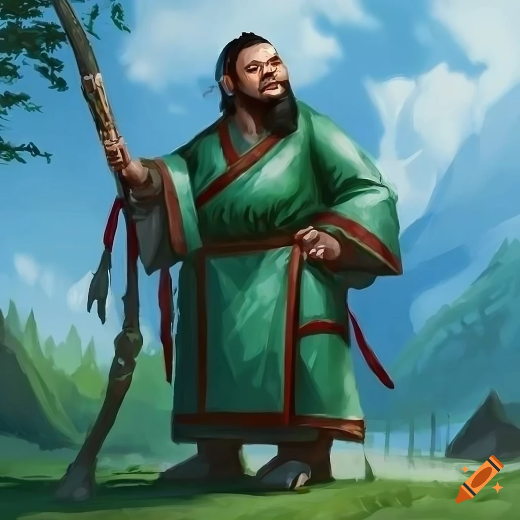 Fantasy illustration of an eastern asian dwarf in ancient chinese ...
