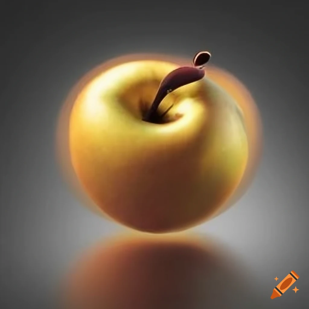 Luxurious golden apple on a silver platter