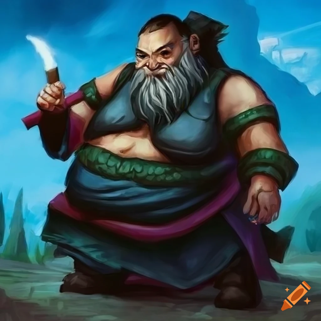 Fantasy illustration of an eastern Asian dwarf in ancient Chinese ...