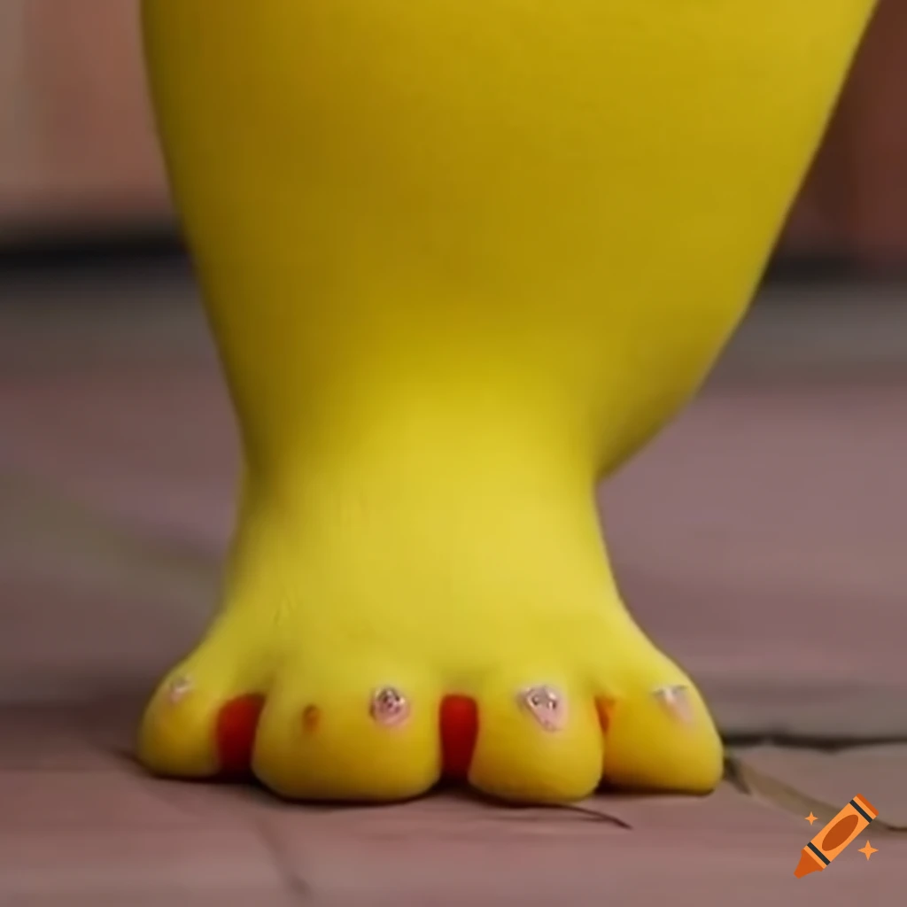 Close-up of Pikachu's yellow feet on Craiyon