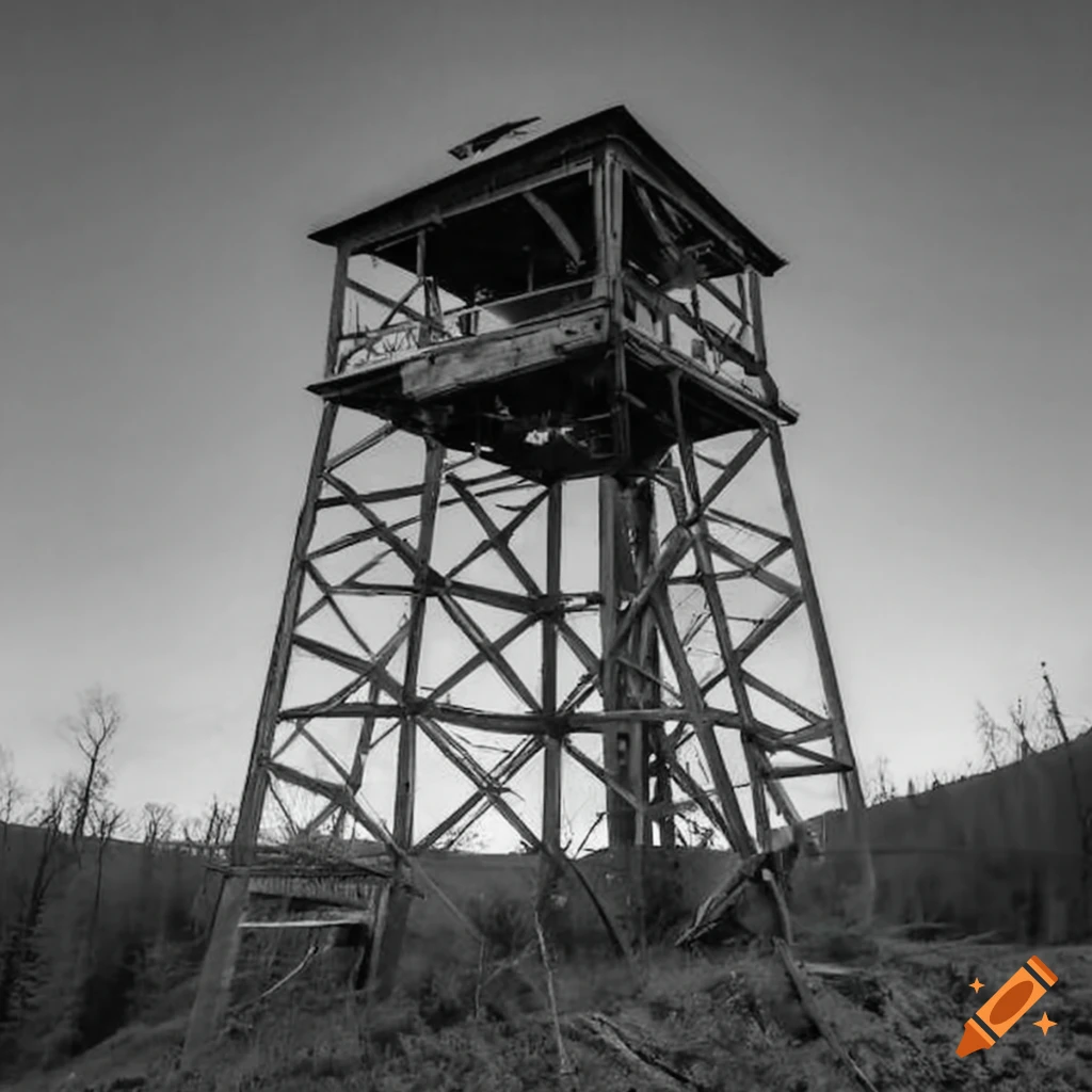 Eerie image of a haunted fire lookout tower