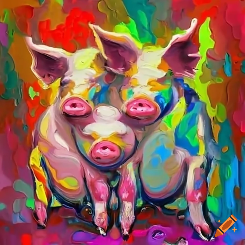 Two pigs anticipating the arrival of their baby on Craiyon