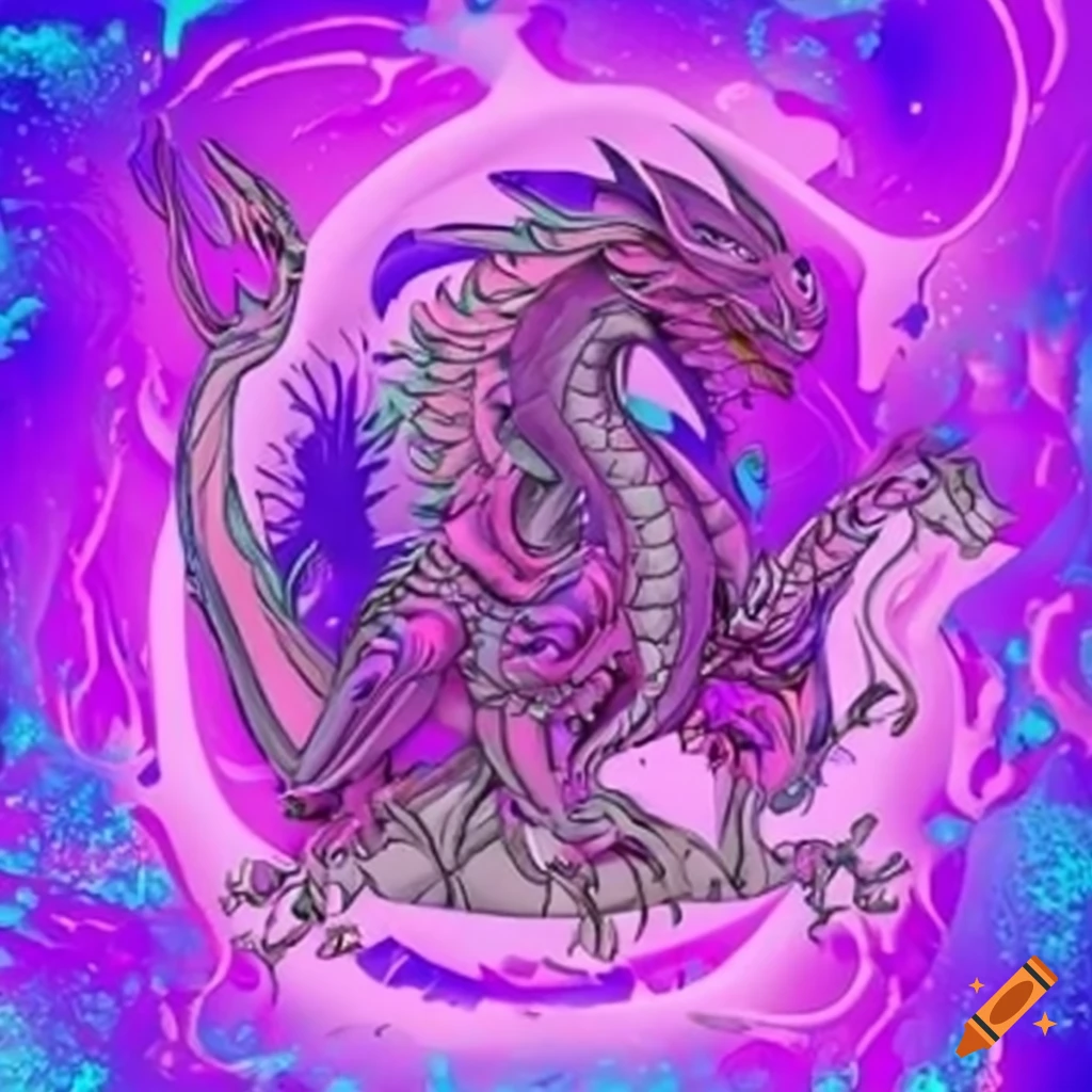 Colorful artwork of a radiant dragon on Craiyon