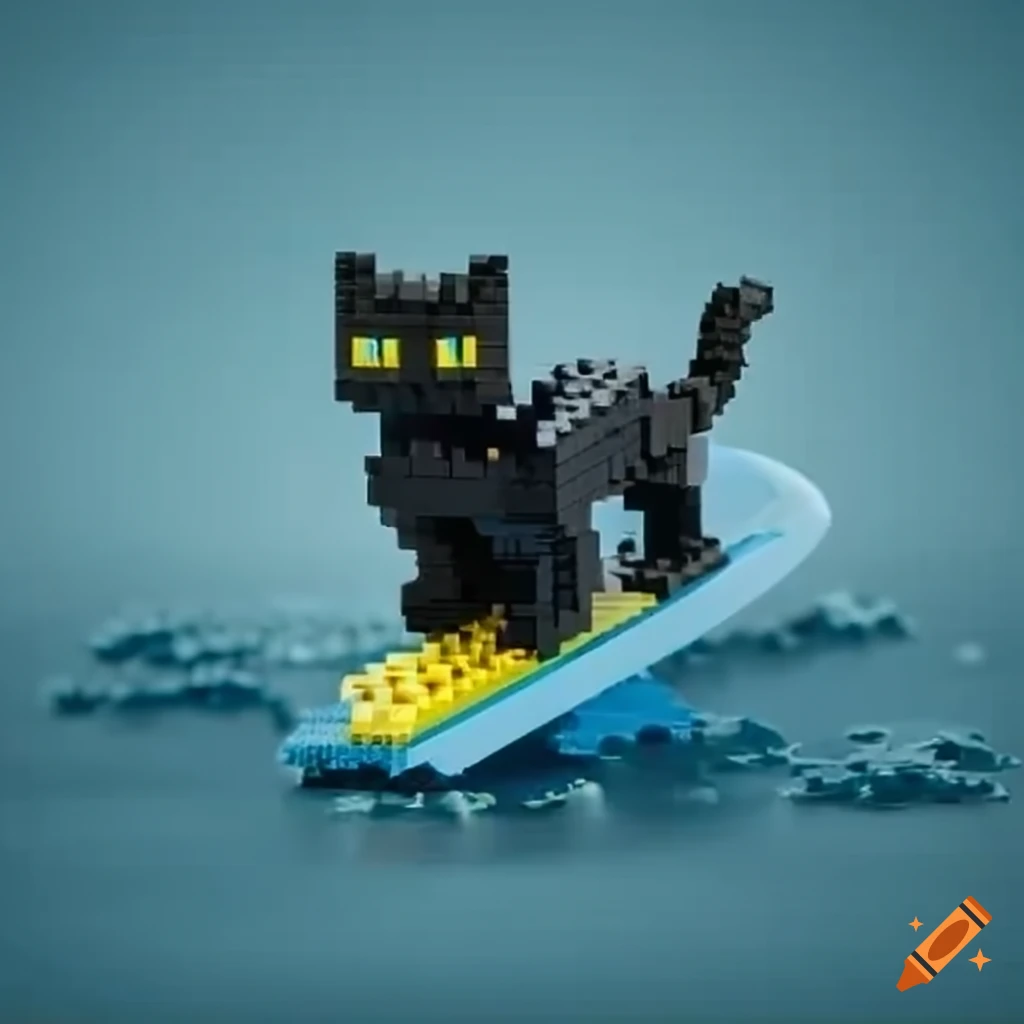 Tuxedo cat with a brick built lego heart on Craiyon