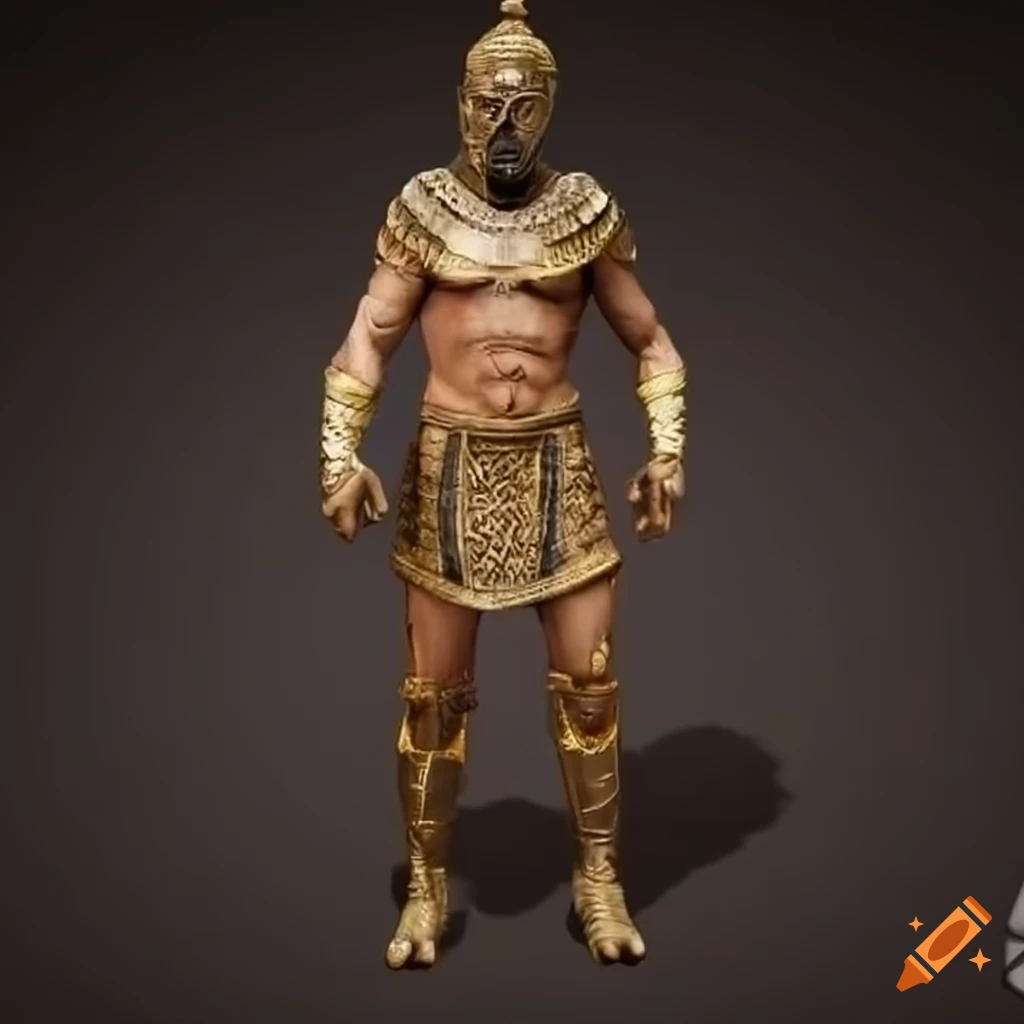 Unreal engine 5 game character in golden armor with khopesh on Craiyon