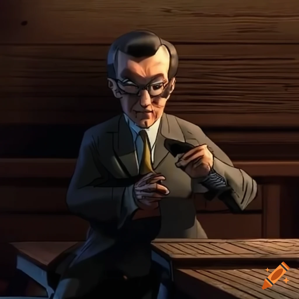 Animated image of alfred creating weapons for batman