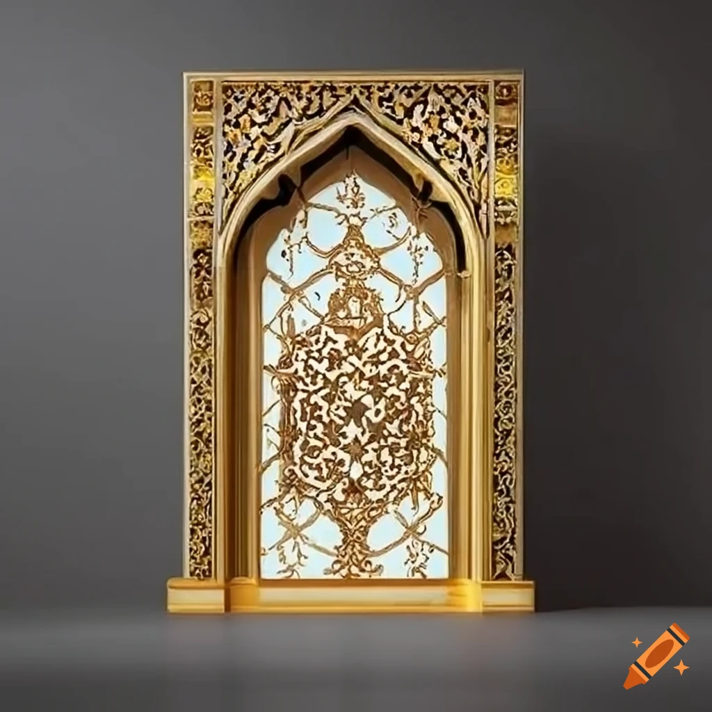 Golden marbled islamic art entrance altar