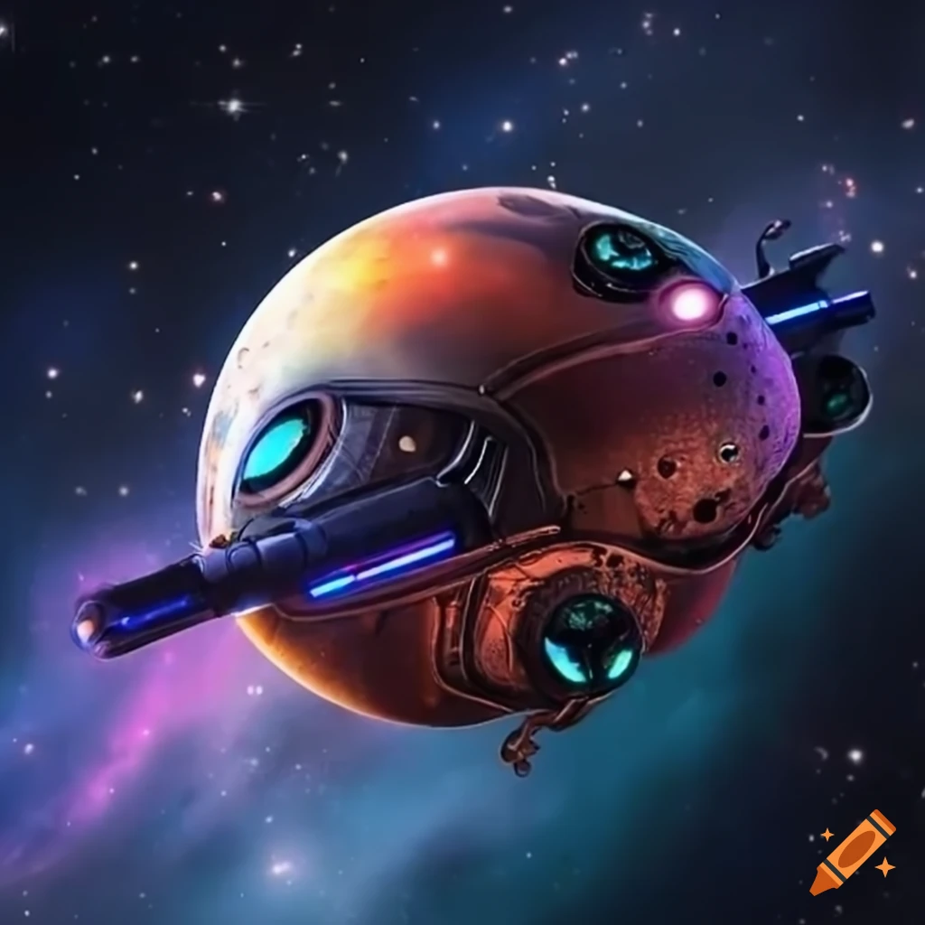 Futuristic space beetle in the galaxy