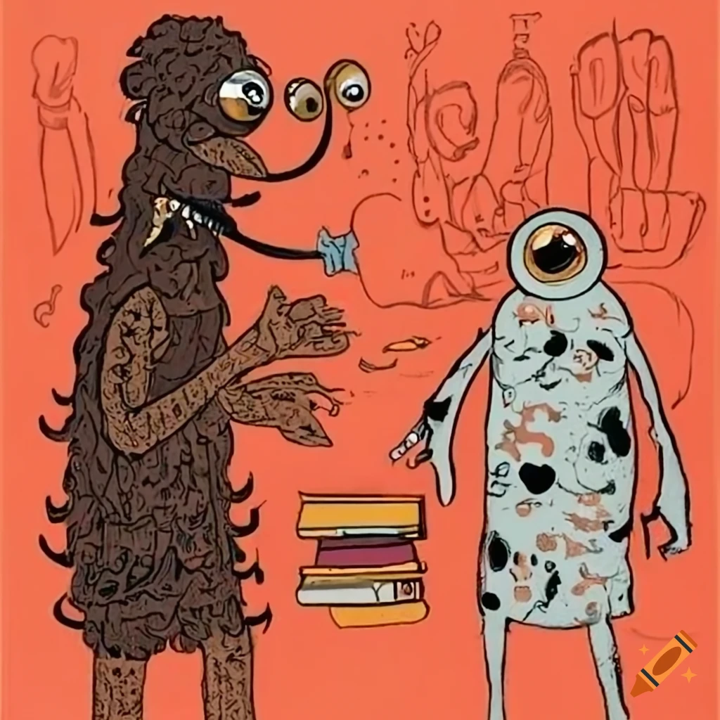 Hairy Monster Illustration In Chris Ware Style On Craiyon